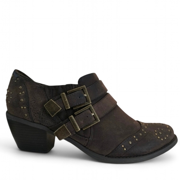 Ruff Hewn | Shoes | Ruff Hewn Nadine Brown Zip Ankle Boots Rivet ...